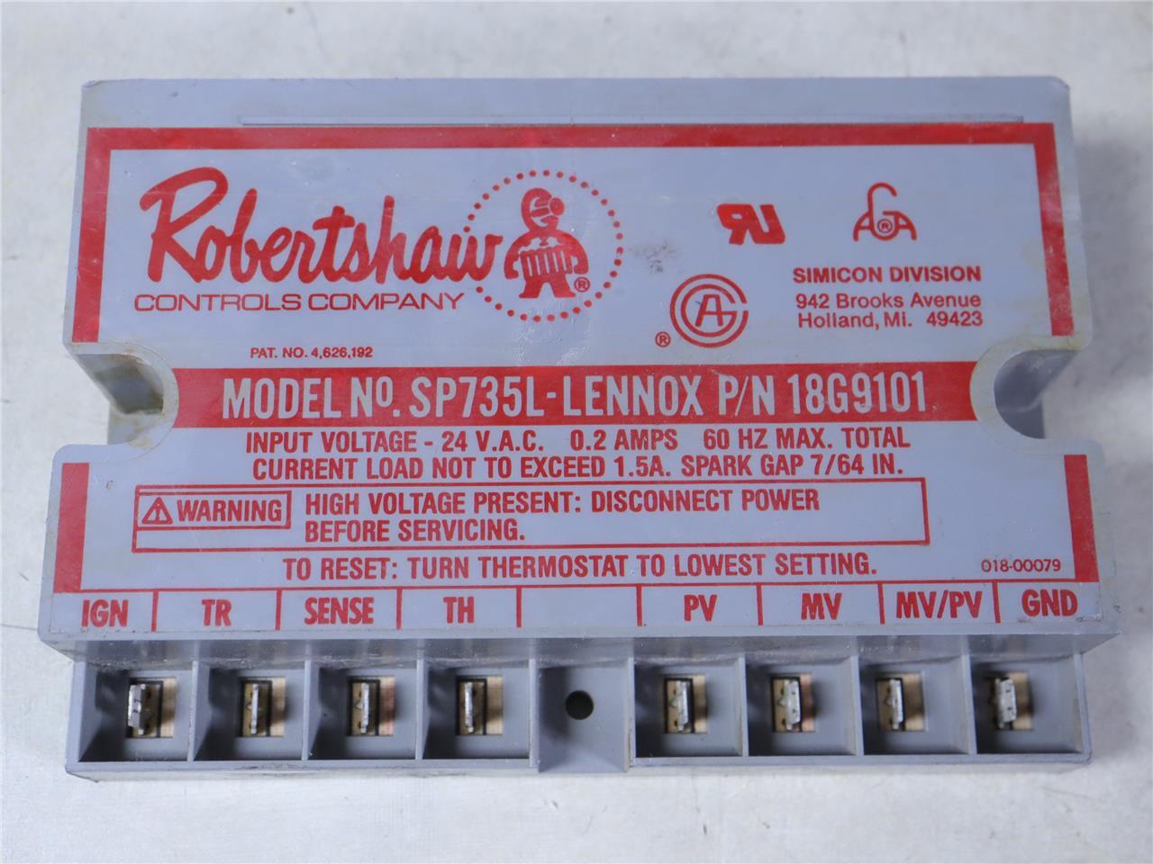 Robertshaw LENNOX 18G9101 Igniter Control Board Ignition Module SP735L ...