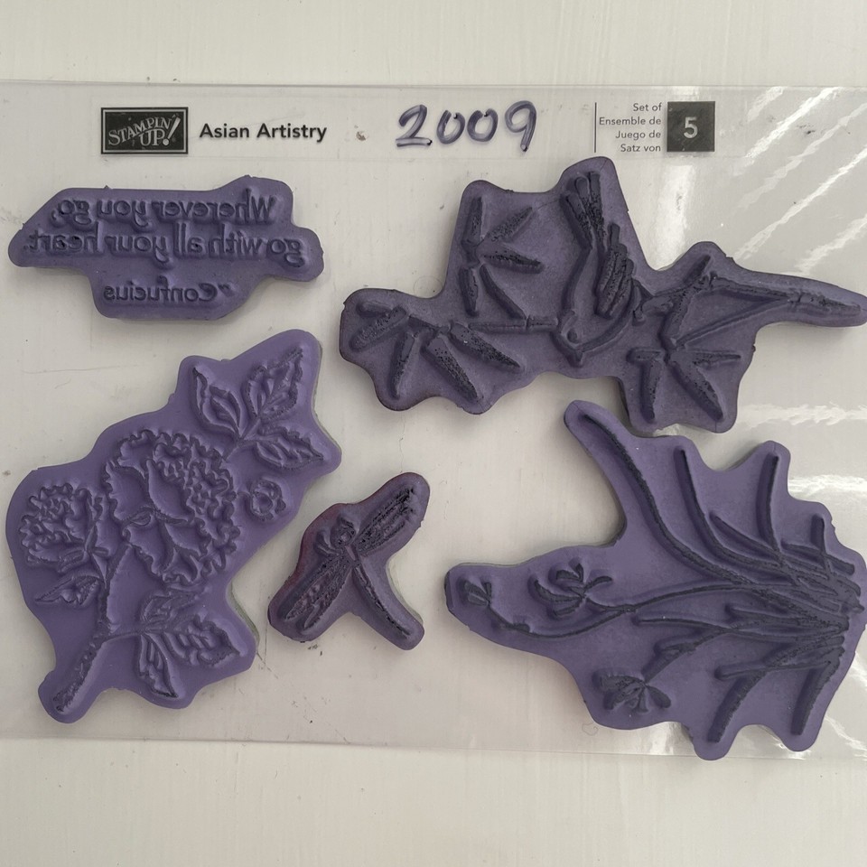 Stampin’ Up! ASIAN ARTISTRY Unmounted Stamp Set Bamboo Floral Dragonfly ...