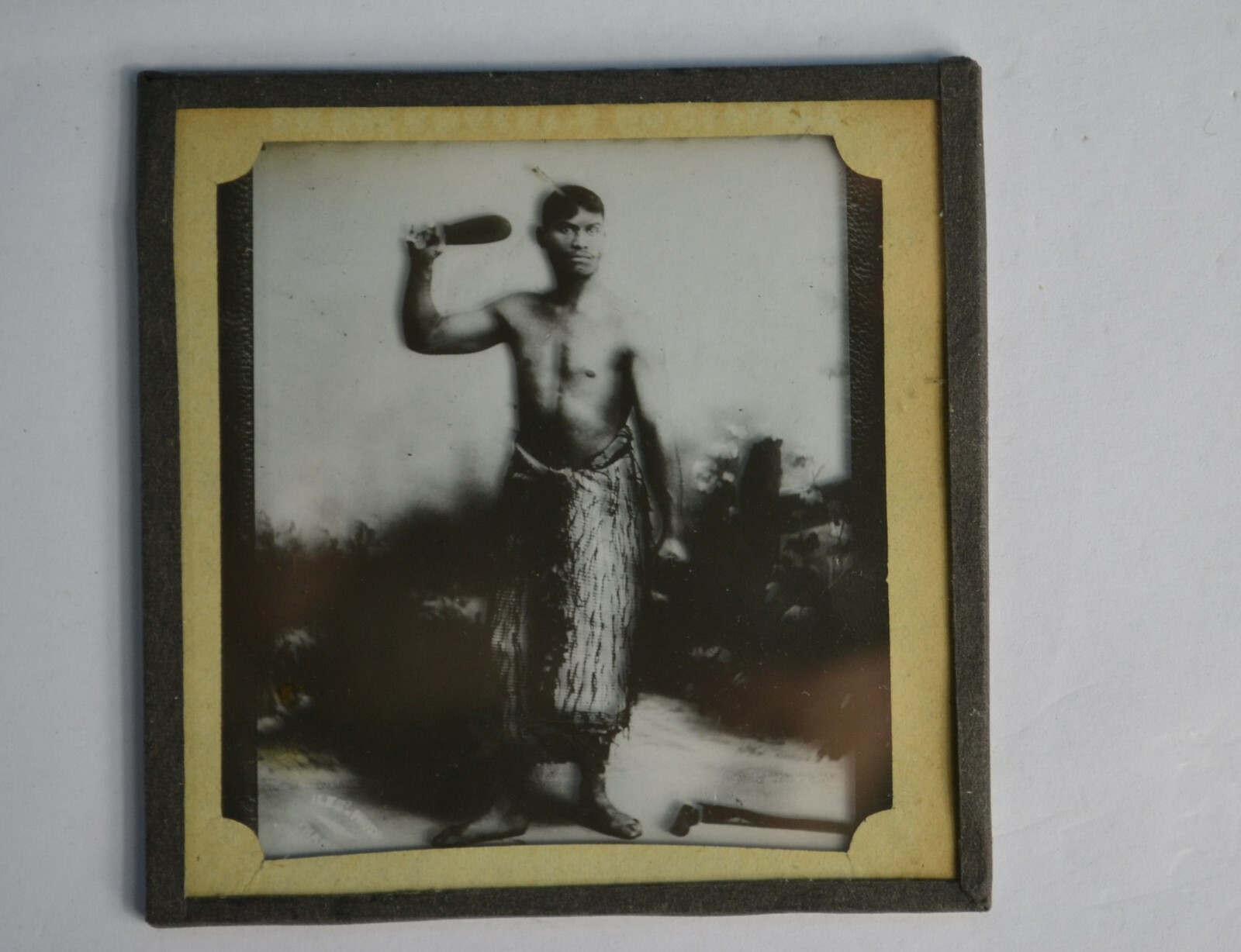 Magic Lantern Slide Photo Maori Warrior Patau Mere Piupiu By AJ Iles ...
