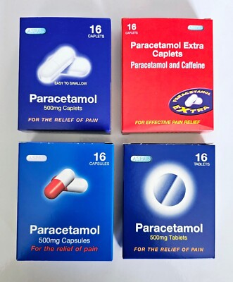 32 Paracetmol Extra Caffeine Caplets Tablets Capsules Pain Relief Max 1 ...