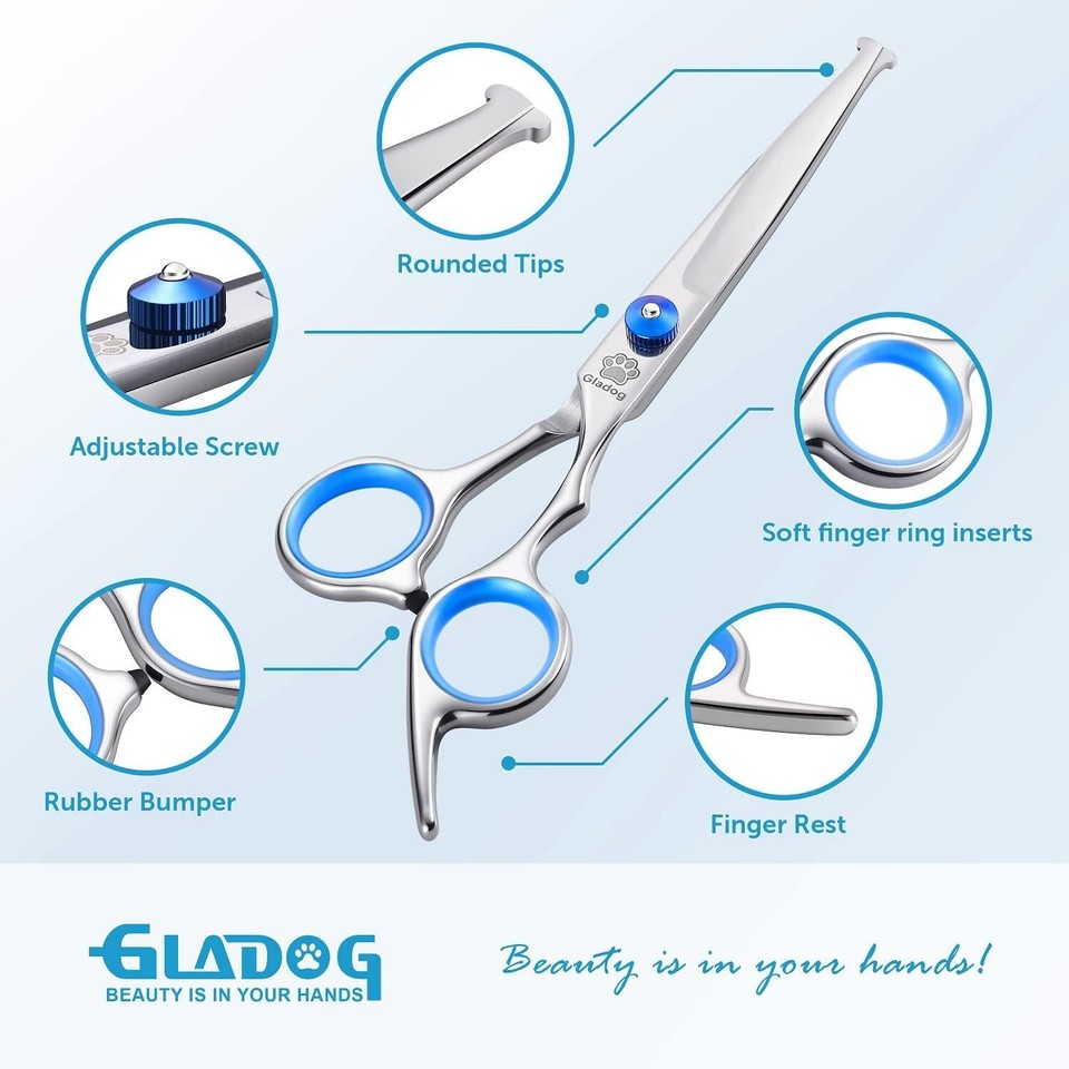 5-in-1 Dog Grooming Scissors Set with Safety Round Tips Sharp and Heavy ...
