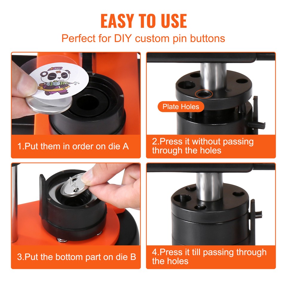 Button Maker Machine Pin Badge Maker 1.25" 500 Button Parts+Circle ...