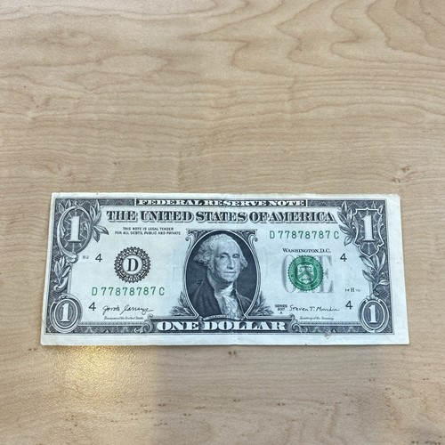 💥BINARY FIVE 7s FANCY SERIAL NUMBER 1 $ NOTE D 77878787 C | eBay