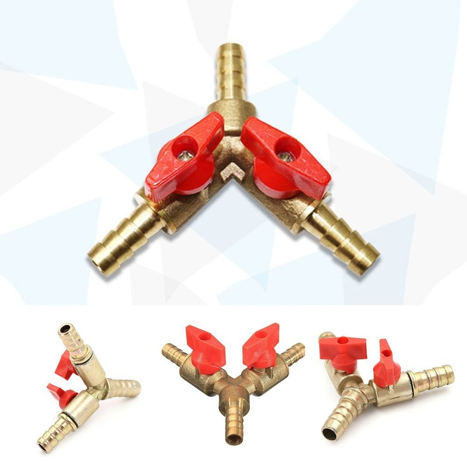 Shut Off Ball Valve Brass Hose Barb Clamp Tee For Fuel Gas 516 Inch 8mm ...