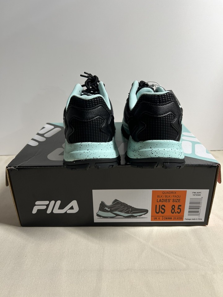 Fila Quadrix Lace Up Black and Blue Sneakers Women's US 8.5 | eBay