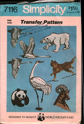 7116 Vintage Simplicity Embroidery Transfer Pattern 1970s Eagle Leopard ...