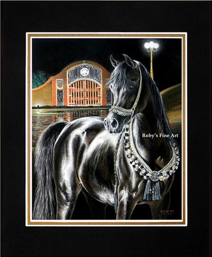 Matted Arabian Horse Art Print "Midnight Jewel" 11"x14" Mat by Artist ...