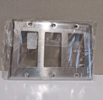 Legrand Decora Stainless Steel Wall Plate 3 Gang Switch Outlet Smooth ...