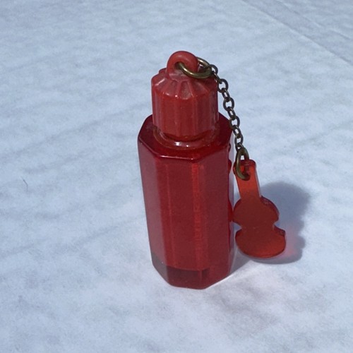 Vintage Mini Perfume Scent Bottle w/ Red Charm Dangle Cap | eBay