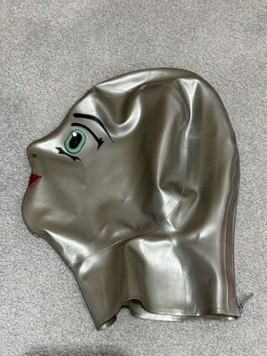 Libidex - Latex Rubber Luxury Manga Hood - Metallic Silver - Medium ...