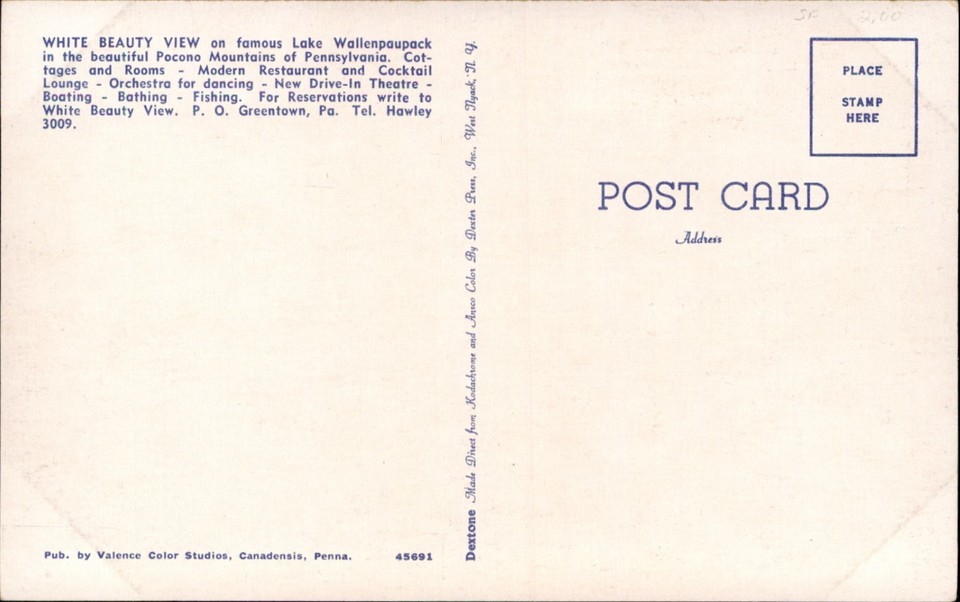 White Beauty View Lake Wallenpaupack Pennsylvania vintage postcard m484 ...