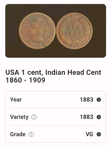 1883 Indian Head Penny One 1 Cent Coin 1c Philadelphia Free Shipping ...