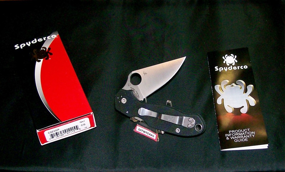 Spyderco C223GP Knife USA Para 3 CPM-S30V Blade Steel W/Package,Papers ...
