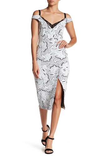 A. B. S. Par Allen Schwartz Froid Épaule Floral Jacquard Robe (Taille M ...