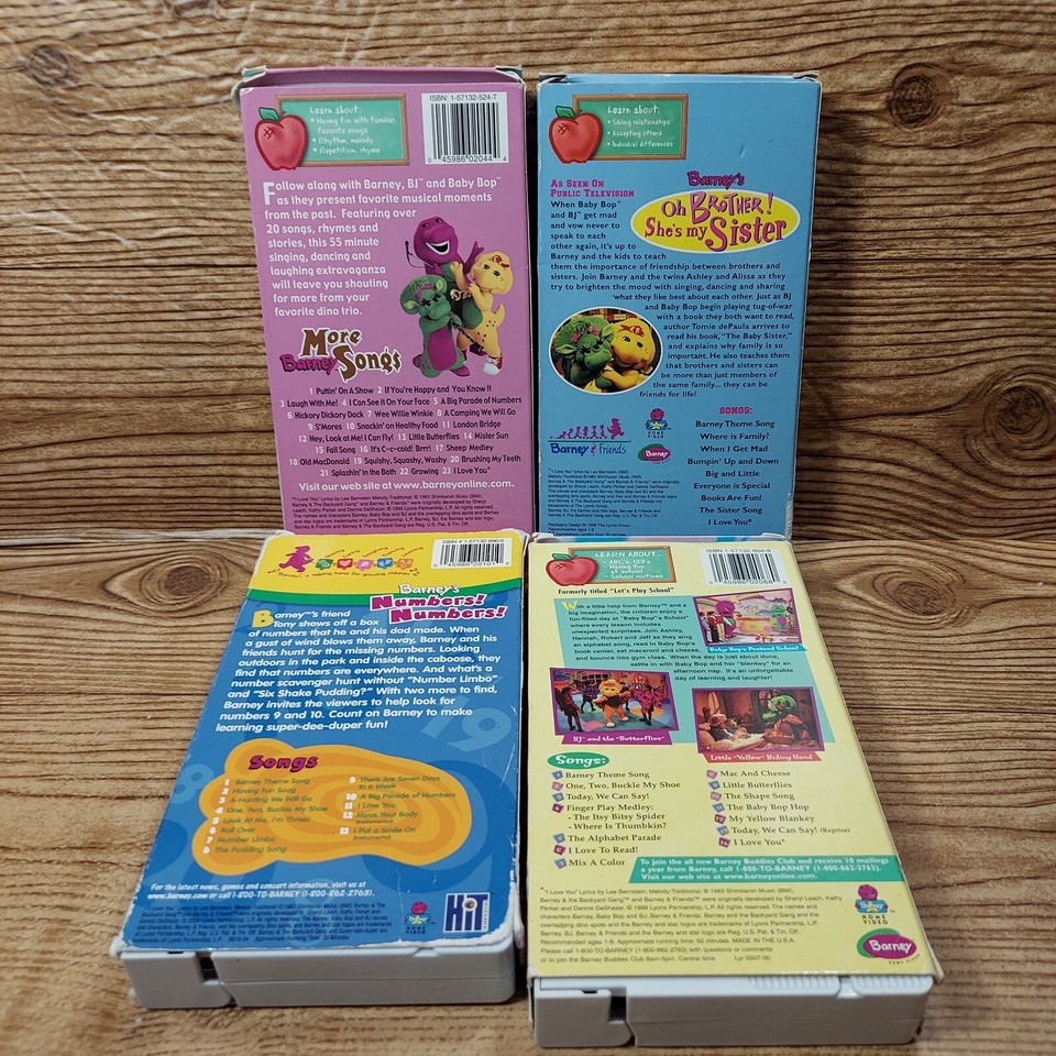 Lot Of 4 Barney VHS Tapes Numbers ABC's 123's More Barney Songs Oh ...
