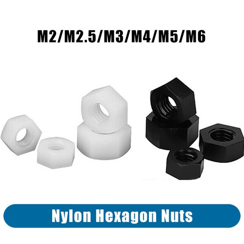 Black/White Nylon Hex Hexagon Full Nut Insulated Plastic Nut M2/M2.5/M3 ...