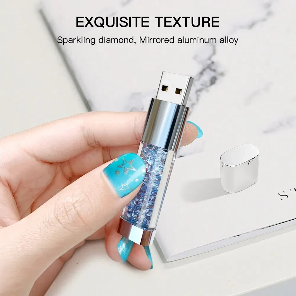 Fashion Diamond USB Flash Drive 64GB Waterproof Pendrive Memory Crystal ...