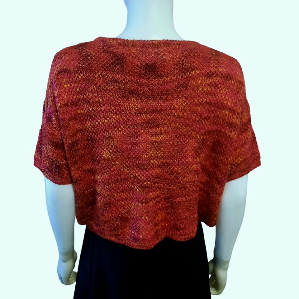 MARISA CHRISTINA Rayon Knit Short Sleeve Cropped Sweater Sz M Rust ...