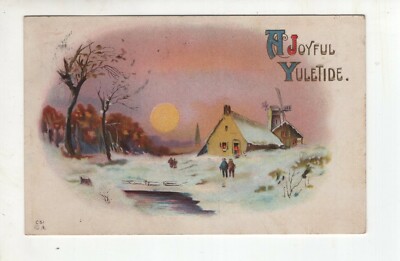 Vintage Post Card - A Joyful Yuletide - Winter Scene | eBay