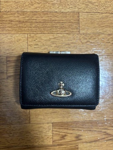 Vivienne Westwood Gamaguchi Trifold Wallet Black orb Leather USED Japan ...