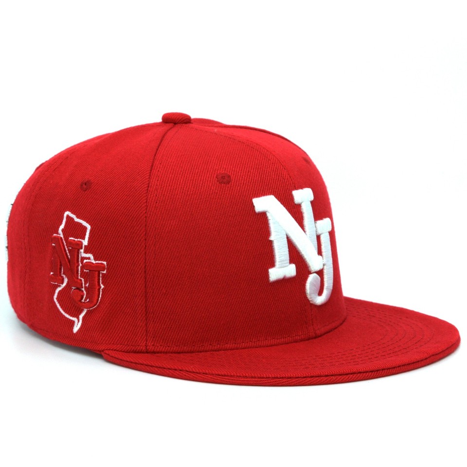 NJ Front NJ Map Side New Leader New Jersey Back Embroidery Snapback Hat ...