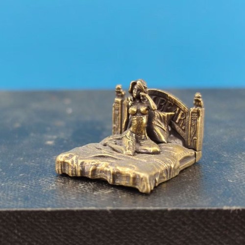 Brass anime Beauty Statue Sitting on Bed Micro landscape Decoration | eBay