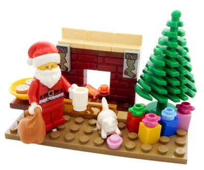 NEW LEGO SANTA DELIVERING GIFTS Chimney Fireplace set minifig claus ...