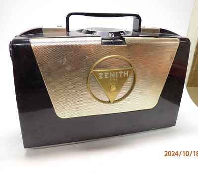 VINTAGE ZENITH T-505 PORTABLE TUBE RADIO W/ WAVE-MAGNET ANTENNA WORKS ...