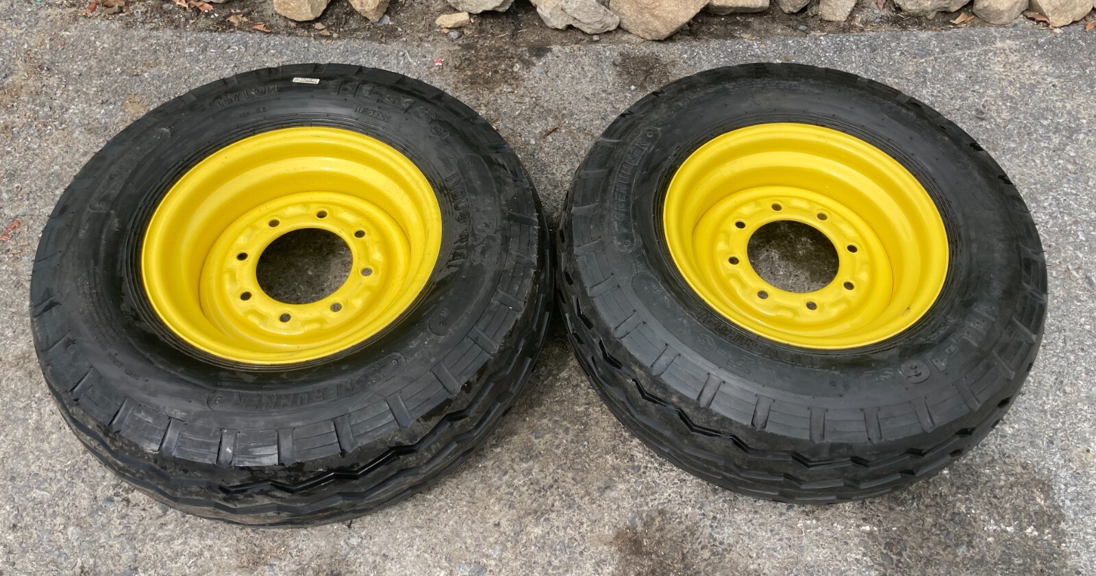 2 NEW 11L-16 Backhoe Tires/Rims/Wheels for Ford 555 & 655 2WD - F3 12 ...