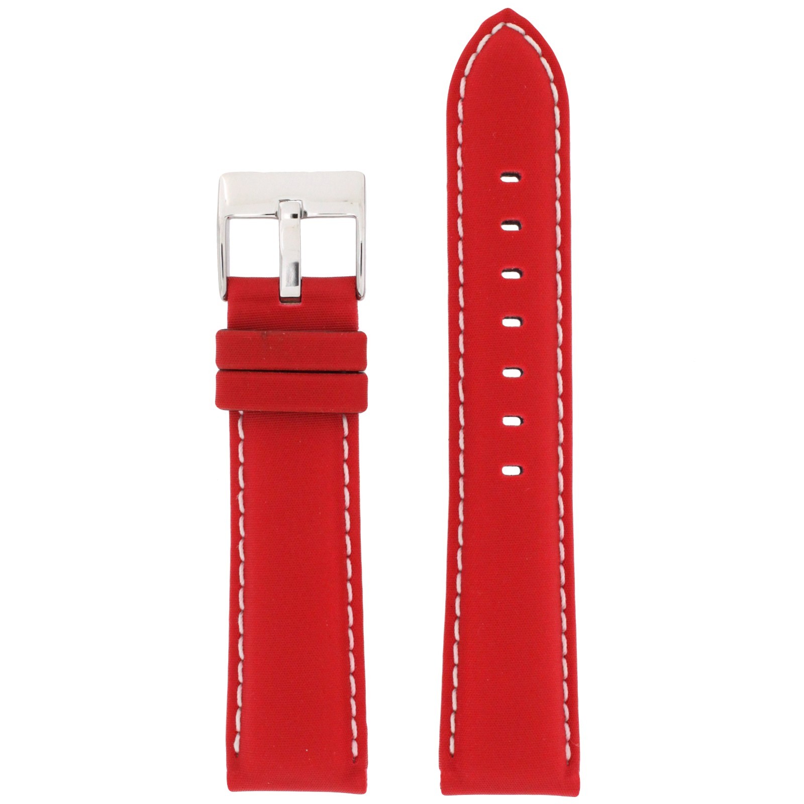Watch Band Nylon Red with White Stitching Padded Water Resistant ...