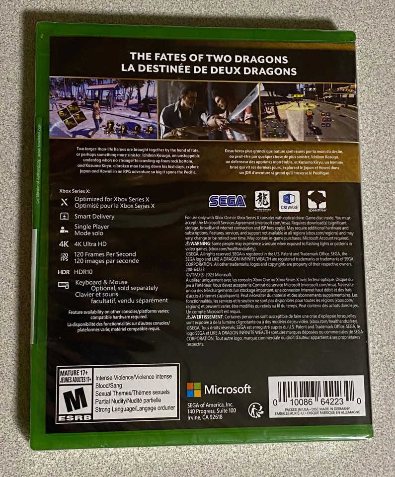 Like A Dragon Infinite Wealth Xbox One Series X New Sealed Sega ...