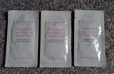 Champneys Spa Skin Care Chamomile & Rosr Moisture Miracle Masks X 3 ...