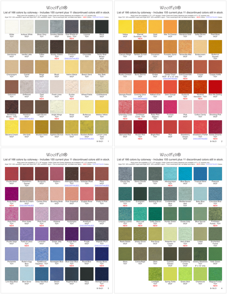 #4 Wool Felt® - 40 Colors - Wool/Rayon Felt - WoolFelt® from National ...