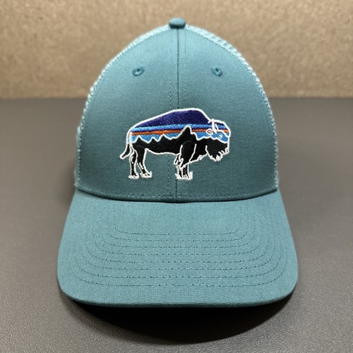 Patagonia Fitz Roy Bison Lopro Trucker Hat Rate Teal Mesh Back Snap ...