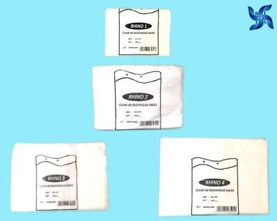 CLEAR HD BLOCKHEADED PLASTIC CARRIER SACKS [RHINO 1, RHINO 2, RHINO 3 ...