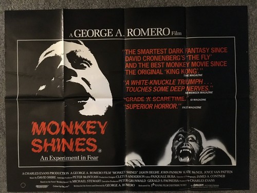 Monkey Shines, George A Romero, original uk quad cinema poster 1980s | eBay