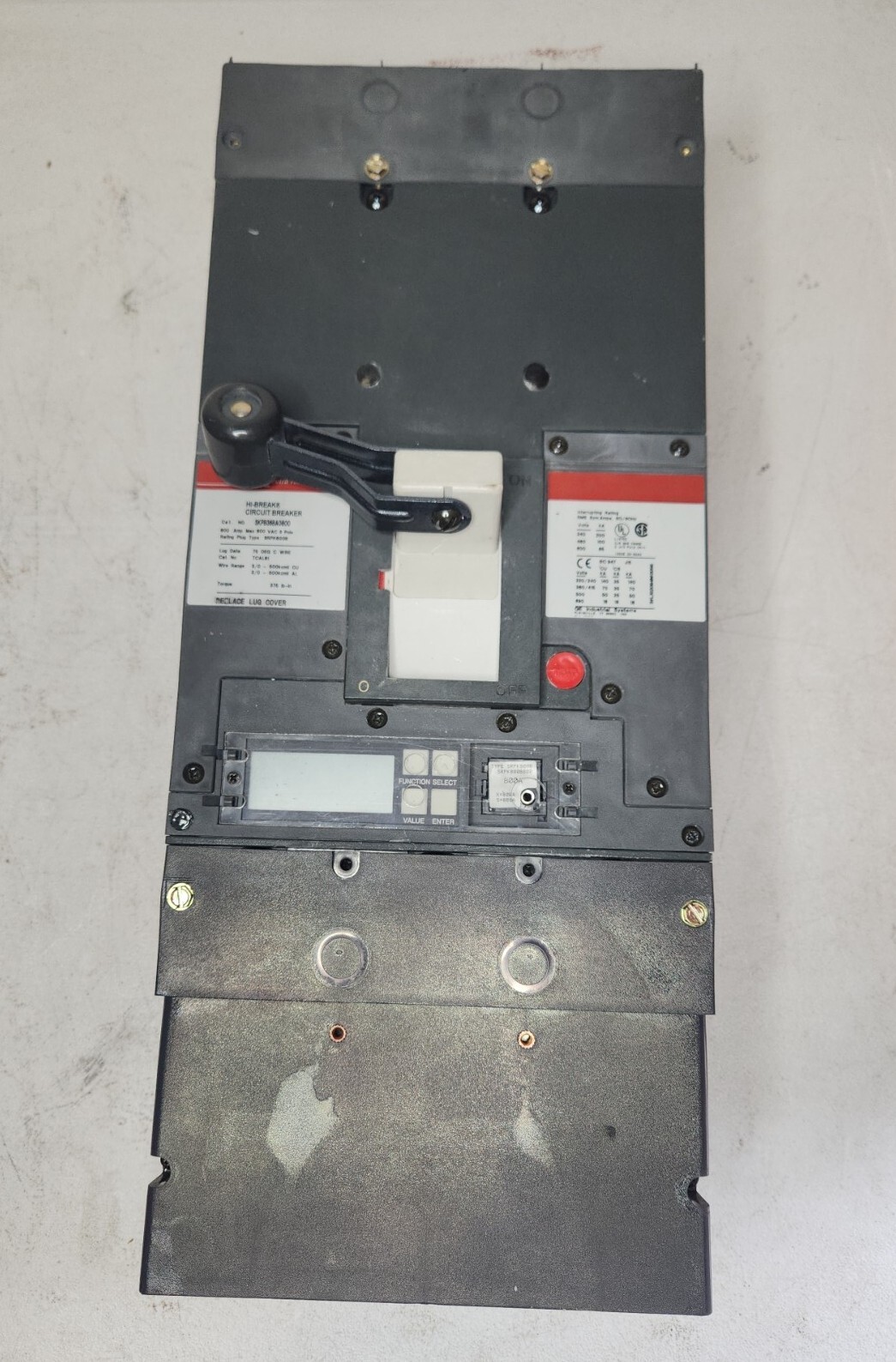 GE Spectra RMS Hi Break Circuit Breaker SKPB36BA0800 800A 600 V 3 Pole ...