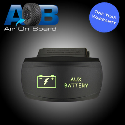 Rocker switch 660SG 12V AUX BATTERY Carling type horizontal LED green ...