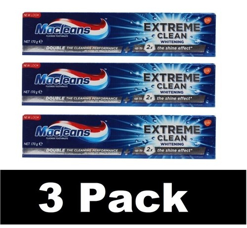 3 x MACLEANS 170g TOOTHPASTE WHITENING EXTREME CLEAN 100% Brand New ...