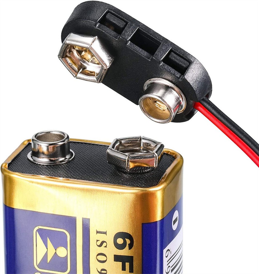 10/100X PP3 9V Battery Snap Clip Connector Cable 90mm 9 Volt MN1604 ...