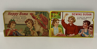 Vintage Happy Home Rust Proof Needle Book & Sewing Susan 70 Gold Eye ...