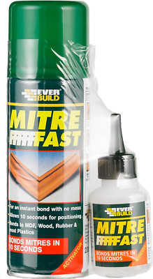 Everbuild Mitre Fast Two Part Instant Bonding Kit, 50G Adhesive & 200Ml ...