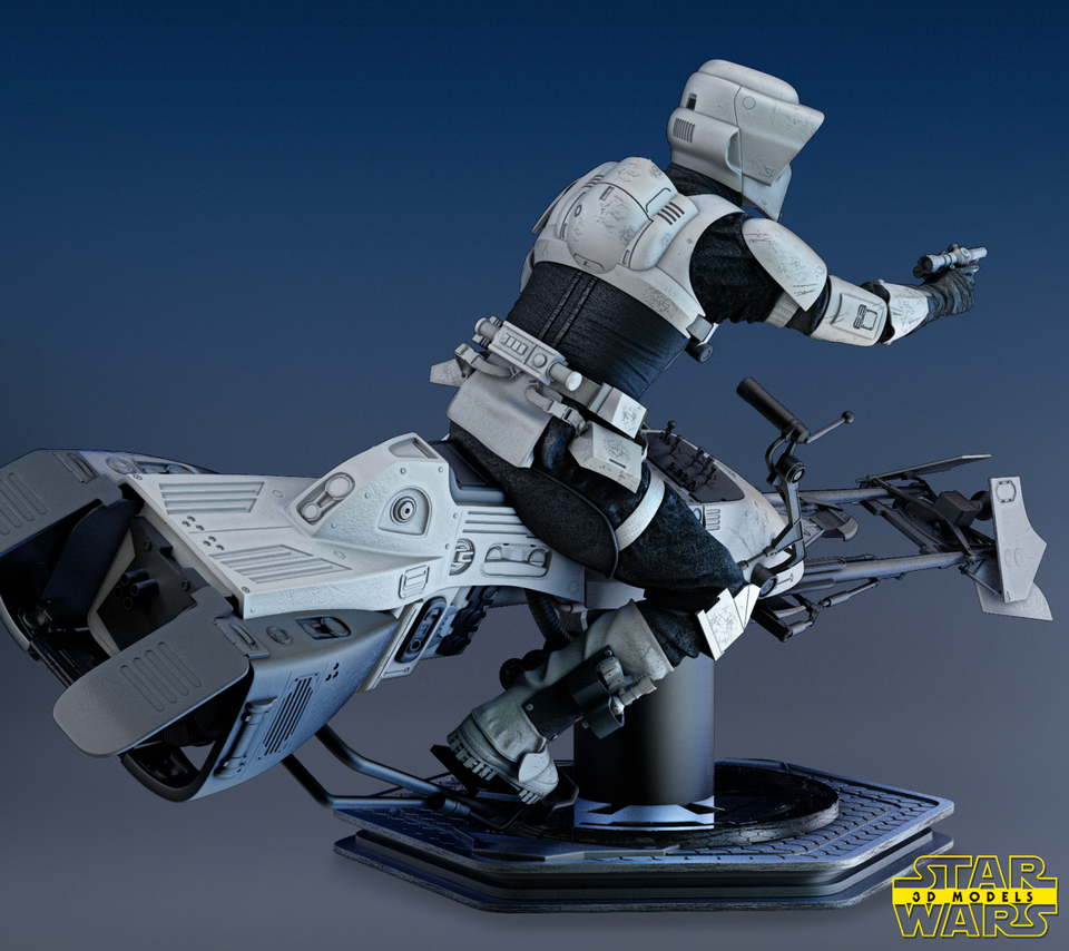 Stormtrooper Biker Figure (Large Bike and Base- Star Wars - by ...