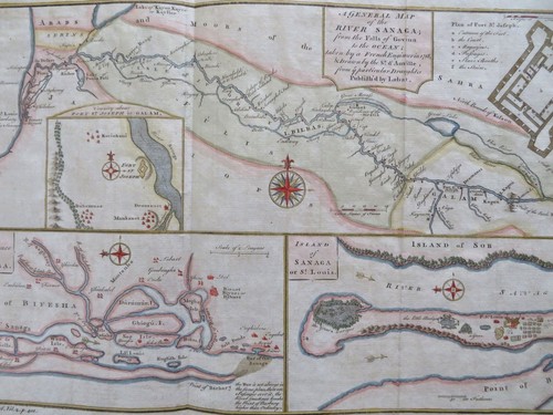 Cameroon West Africa Fort Joseph Sanaga River 1753 Childs engraved map ...