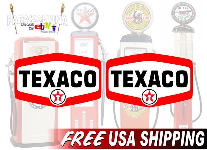 2 Vintage MDL# TEXGAS04 Gasoline 1960's Gas Pump Decals Station Garage ...