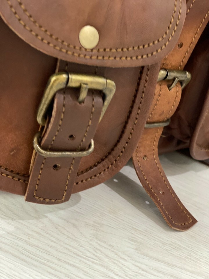 13 inch Leather Genuine Backpack Bag Vintage Travel Hiking Day pack ...