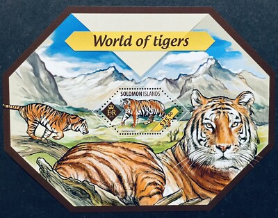 SOLOMON ISLANDS WORLD OF TIGERS STAMPS SS MNH 2014 TIGER WILD ANIMALS ...