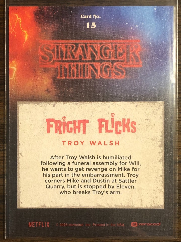 2023 ZeroCool Fright Flicks Stranger Things #15 Troy Walsh | eBay