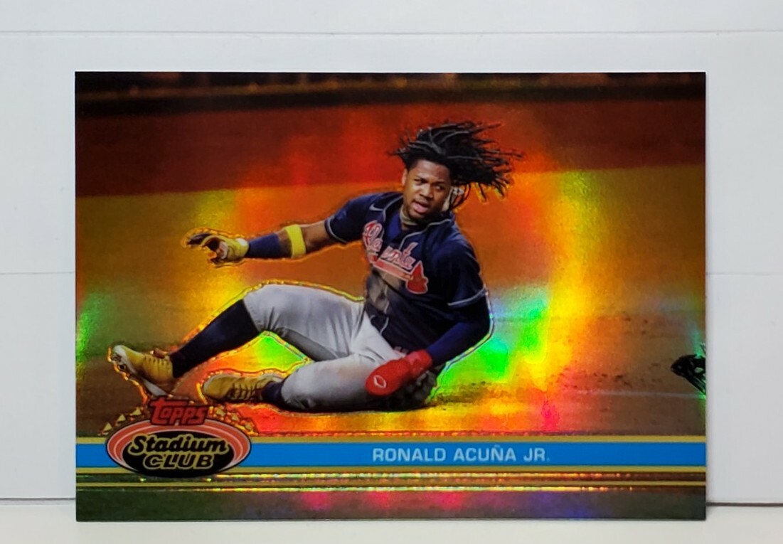 2021 Topps Stadium Club Chrome Ronald Acuna Jr SSP #1 /25 FOTL ORANGE ...