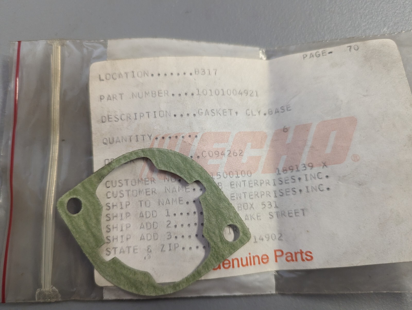New Genuine Echo Gasket 10101004921 | eBay